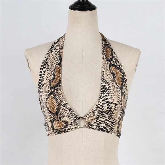 Tops | Snake Skin Halter Crop Top | Poshmark